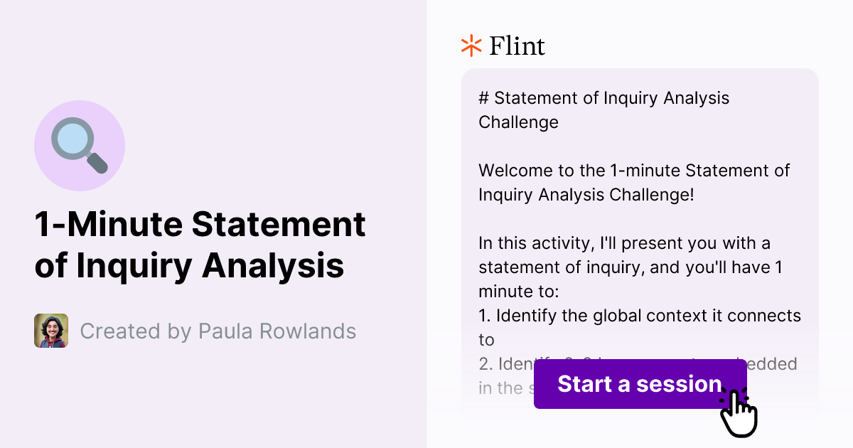 1-Minute Statement of Inquiry Analysis | Flint