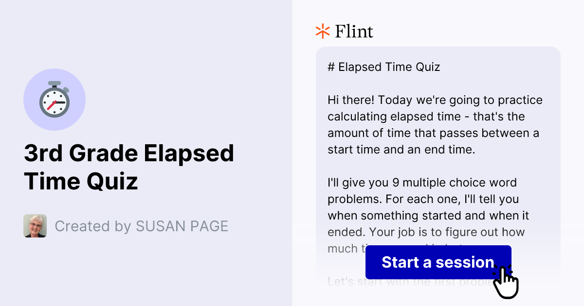 3rd Grade Elapsed Time Quiz | Flint
