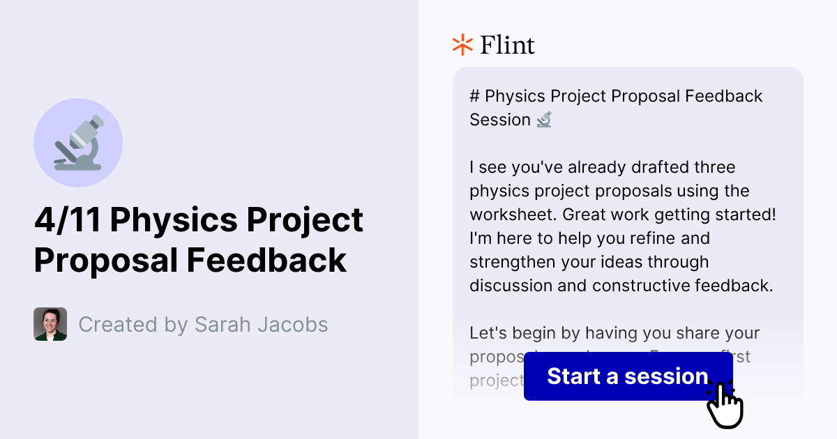 4/11 Physics Project Proposal Feedback | Flint