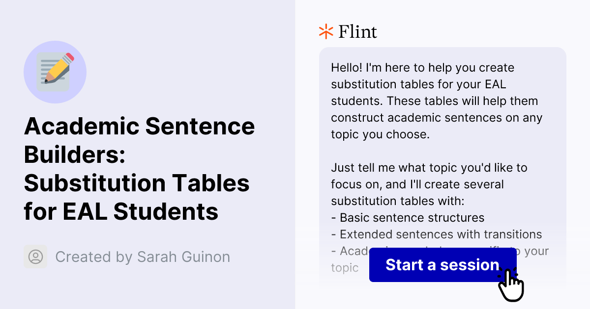 Academic Sentence Builders: Substitution Tables for EAL Students | Flint