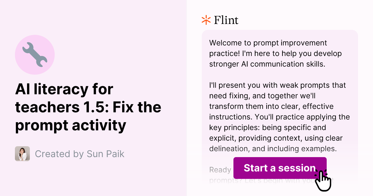 AI literacy for teachers 1.5: Fix the prompt activity | Flint