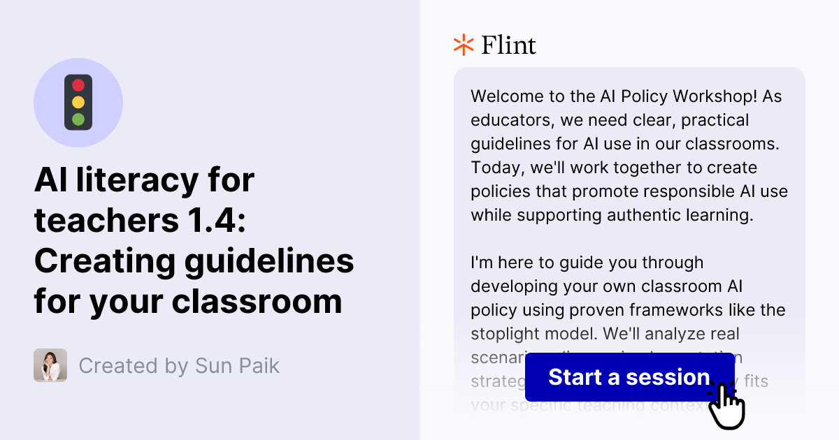 AI literacy for teachers 1.4: Creating guidelines for your classroom | Flint
