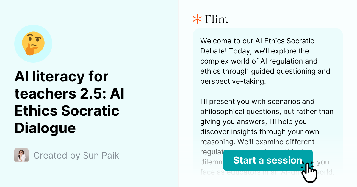 AI literacy for teachers 2.5: AI Ethics Socratic Dialogue | Flint