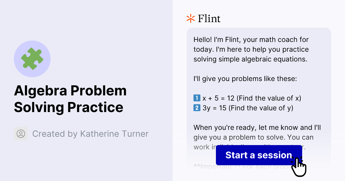 Algebra Problem Solving Practice | Flint