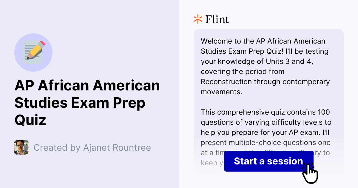 AP African American Studies Exam Prep Quiz | Flint