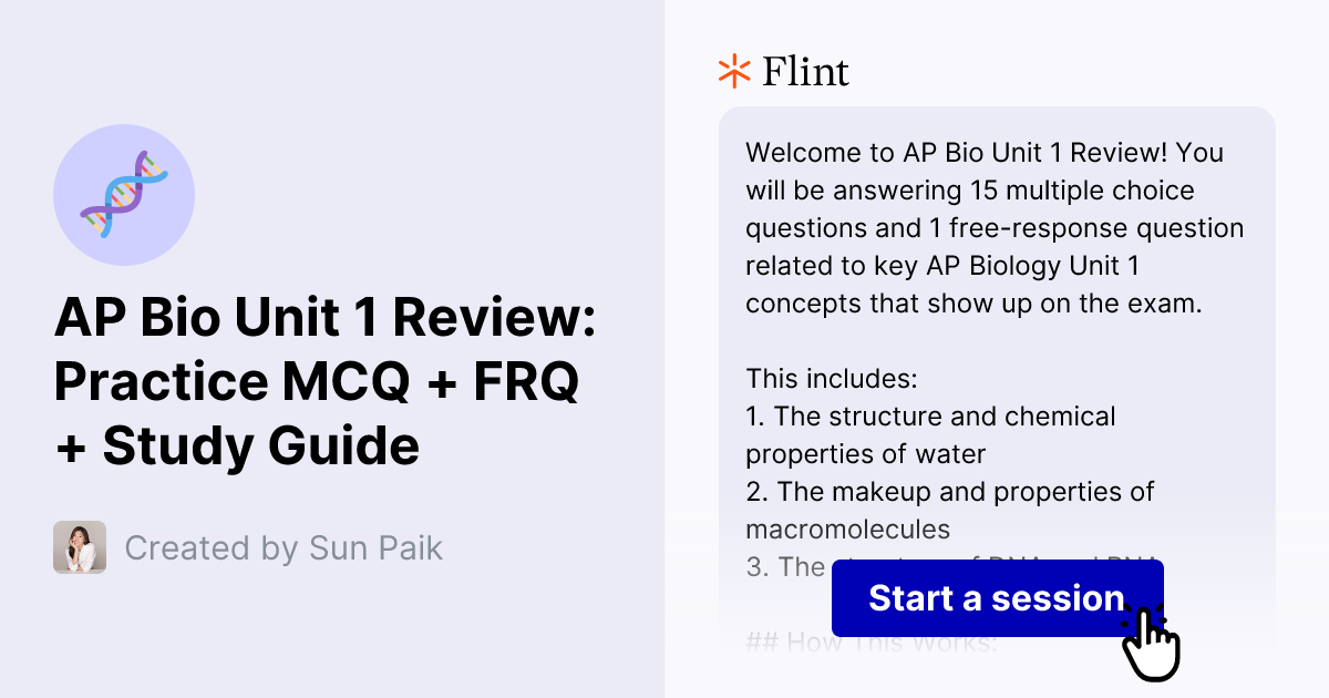 AP Bio Unit 1 Review: Practice MCQ + FRQ + Study Guide | Flint