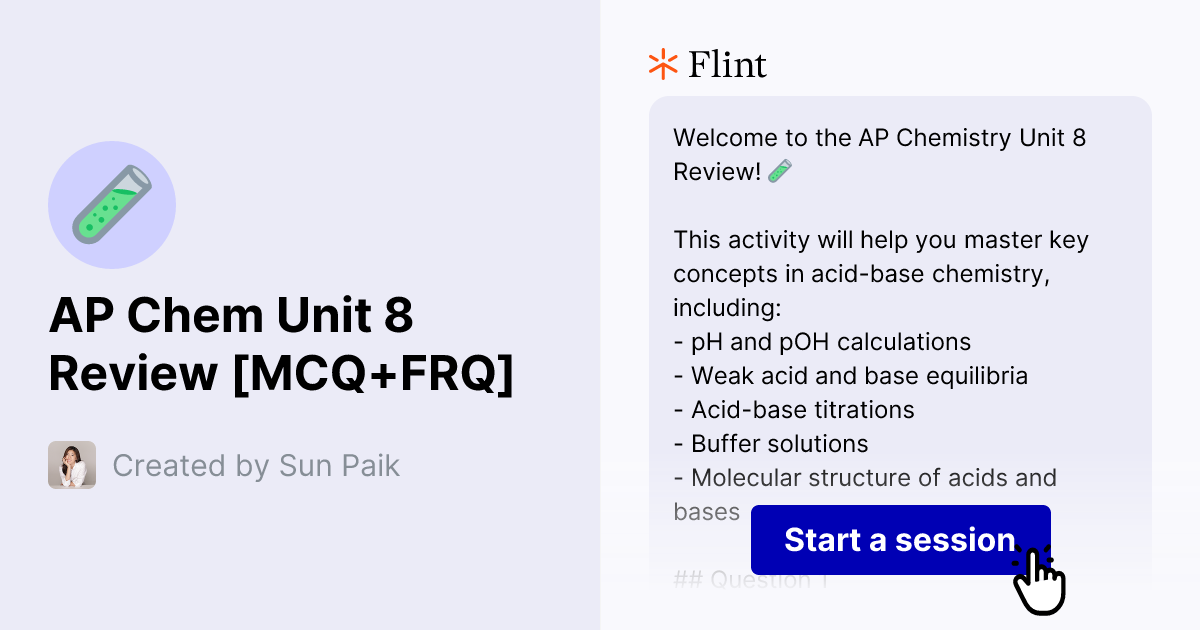 AP Chem Unit 8 Review [MCQ+FRQ] | Flint