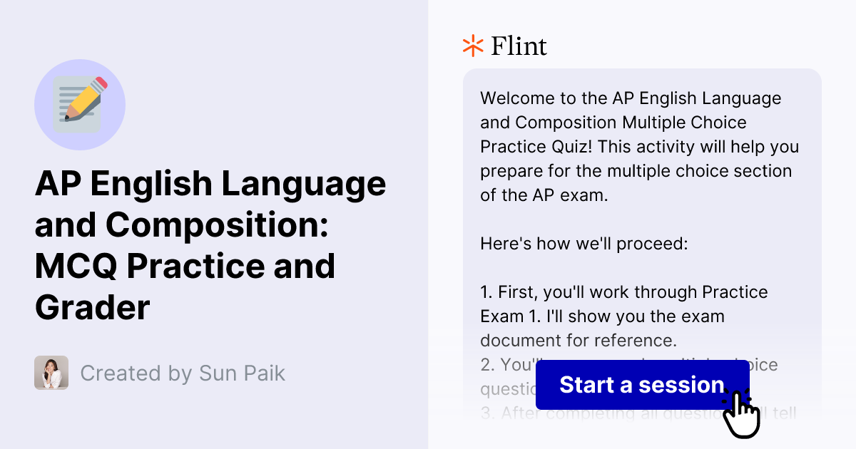 AP English Language and Composition: MCQ Practice and Grader | Flint