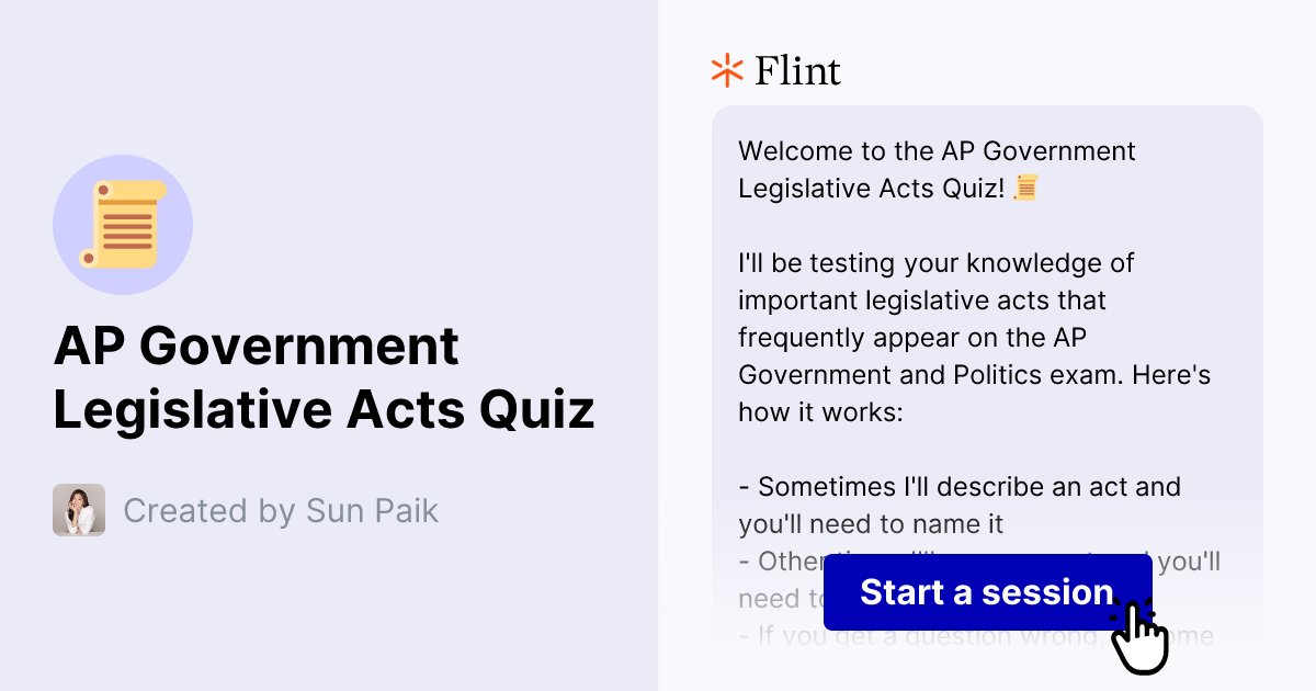 AP Government Legislative Acts Quiz | Flint