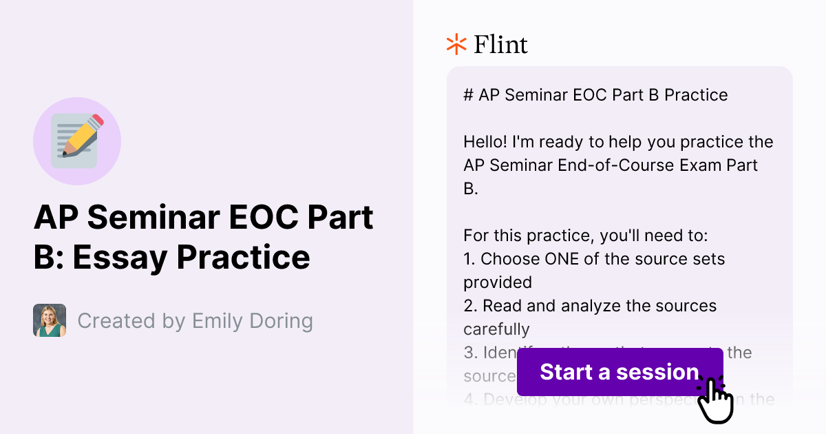 AP Seminar EOC Part B: Essay Practice | Flint