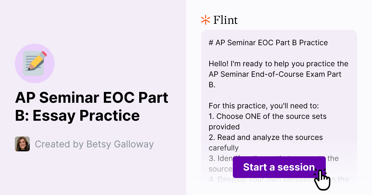 AP Seminar EOC Part B: Essay Practice | Flint