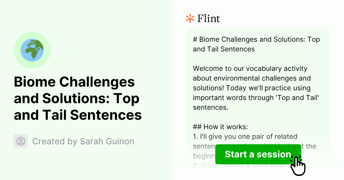 Biome Challenges and Solutions: Top and Tail Sentences | Flint