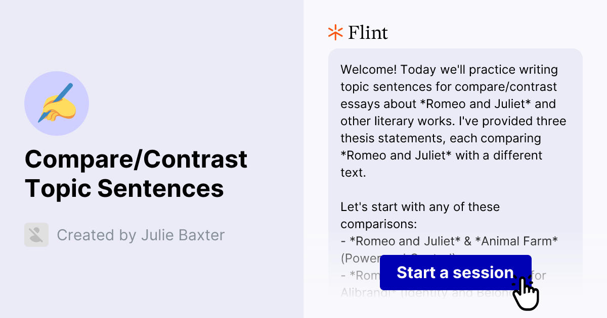 Compare/Contrast Topic Sentences | Flint