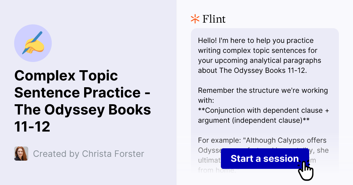 Complex Topic Sentence Practice - The Odyssey Books 11-12 | Flint