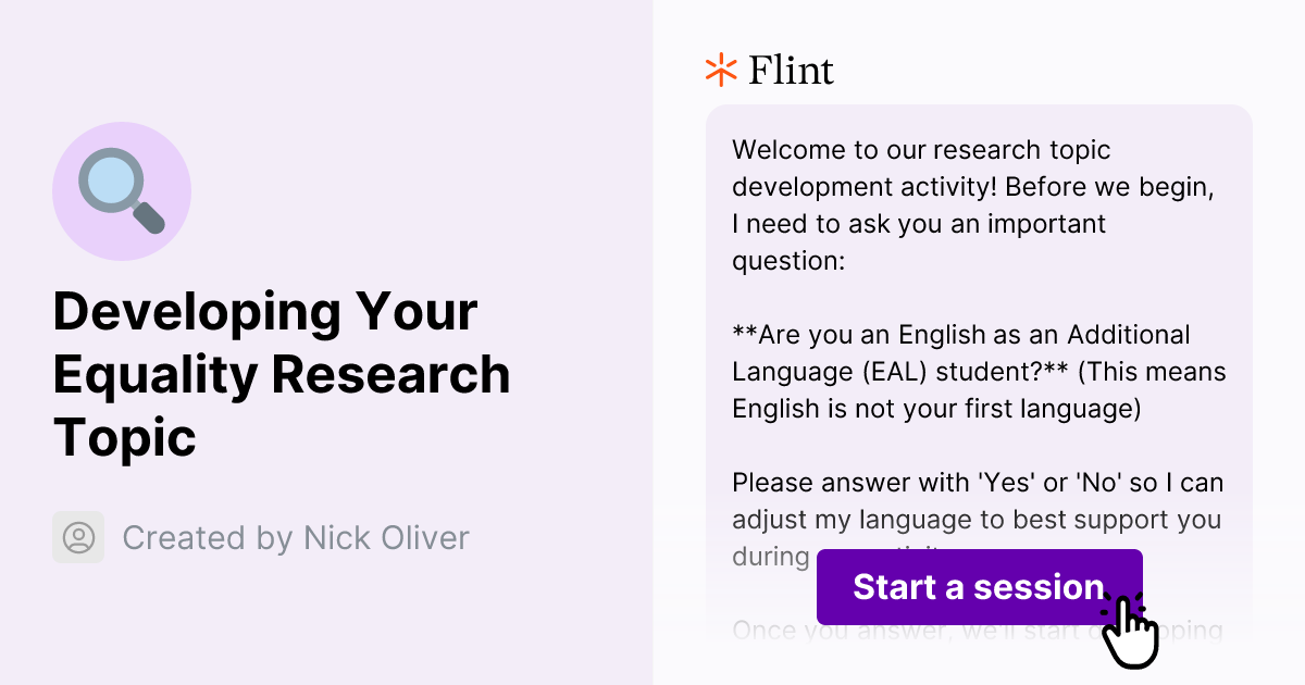 Developing Your Equality Research Topic | Flint