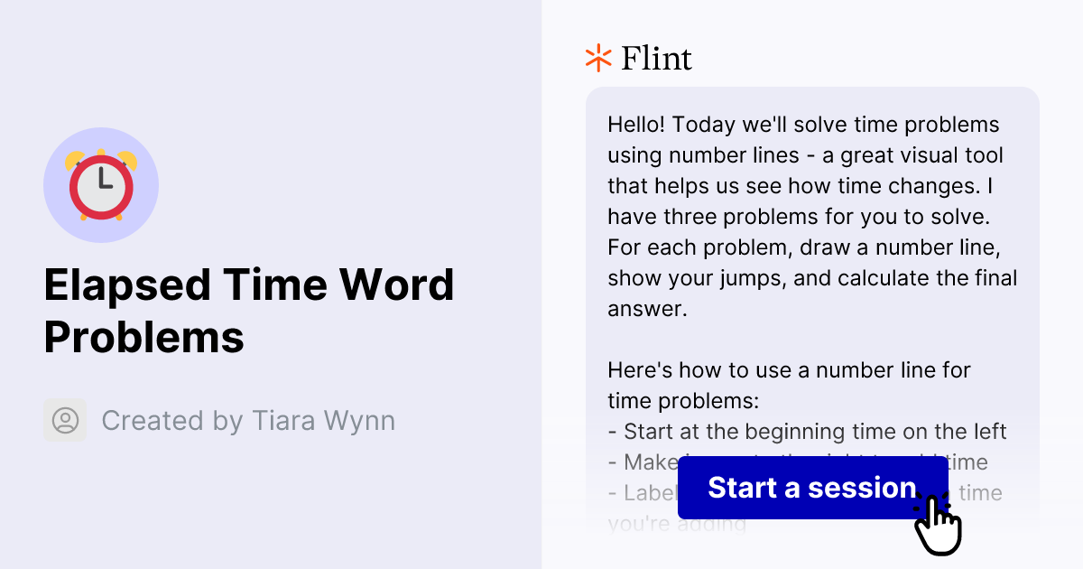 Elapsed Time Word Problems | Flint