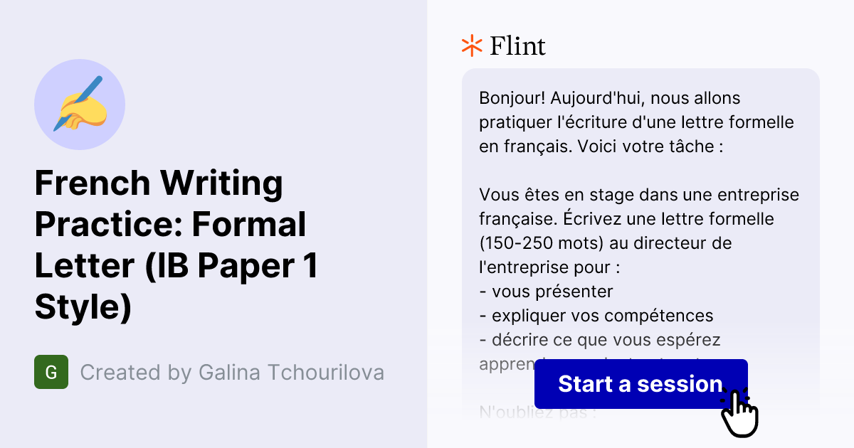 French Writing Practice: Formal Letter (IB Paper 1 Style) | Flint