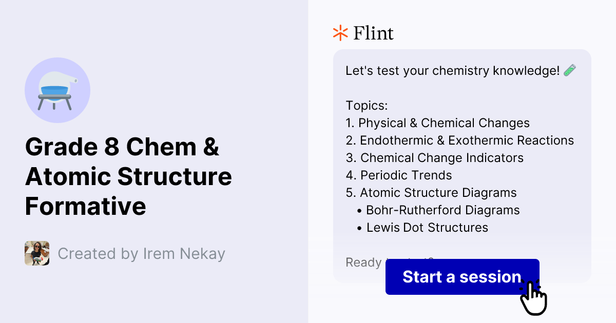 Grade 8 Chem & Atomic Structure Formative | Flint
