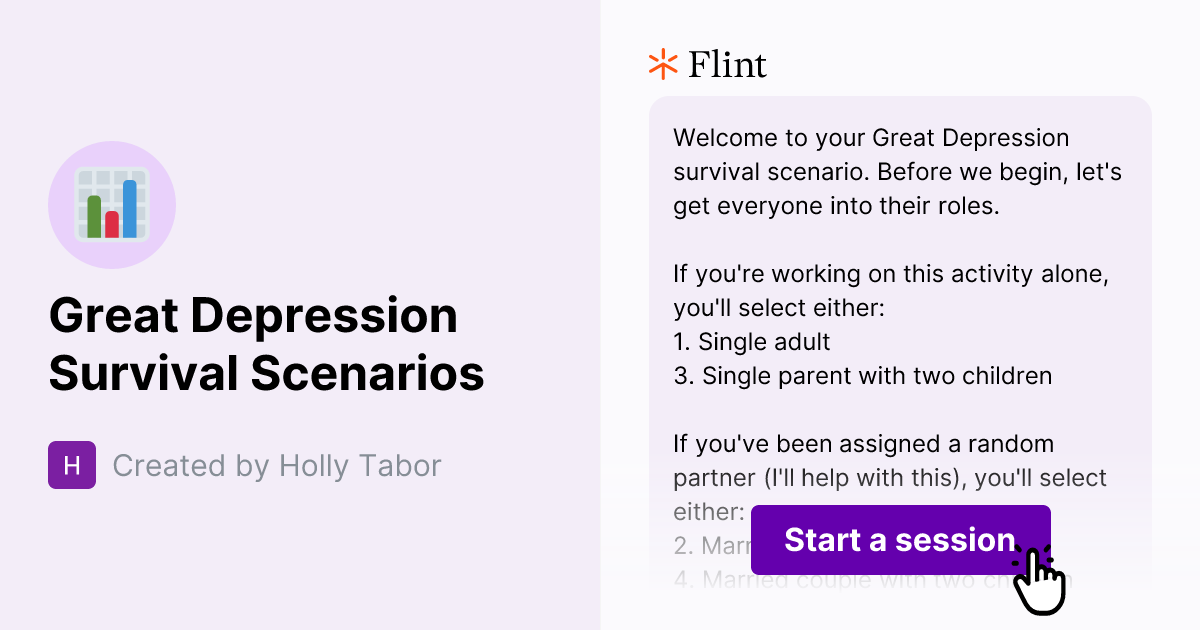 Great Depression Survival Scenarios | Flint