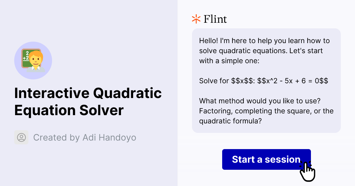 Interactive Quadratic Equation Solver | Flint