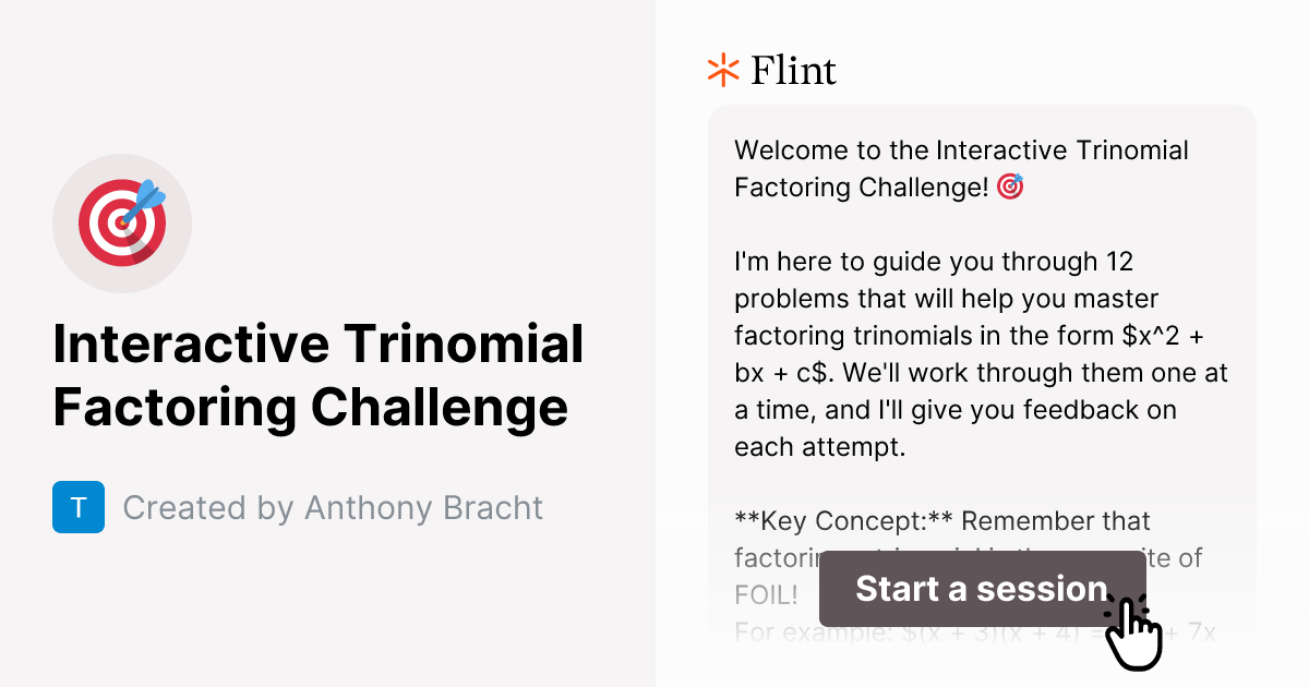 Interactive Trinomial Factoring Challenge | Flint