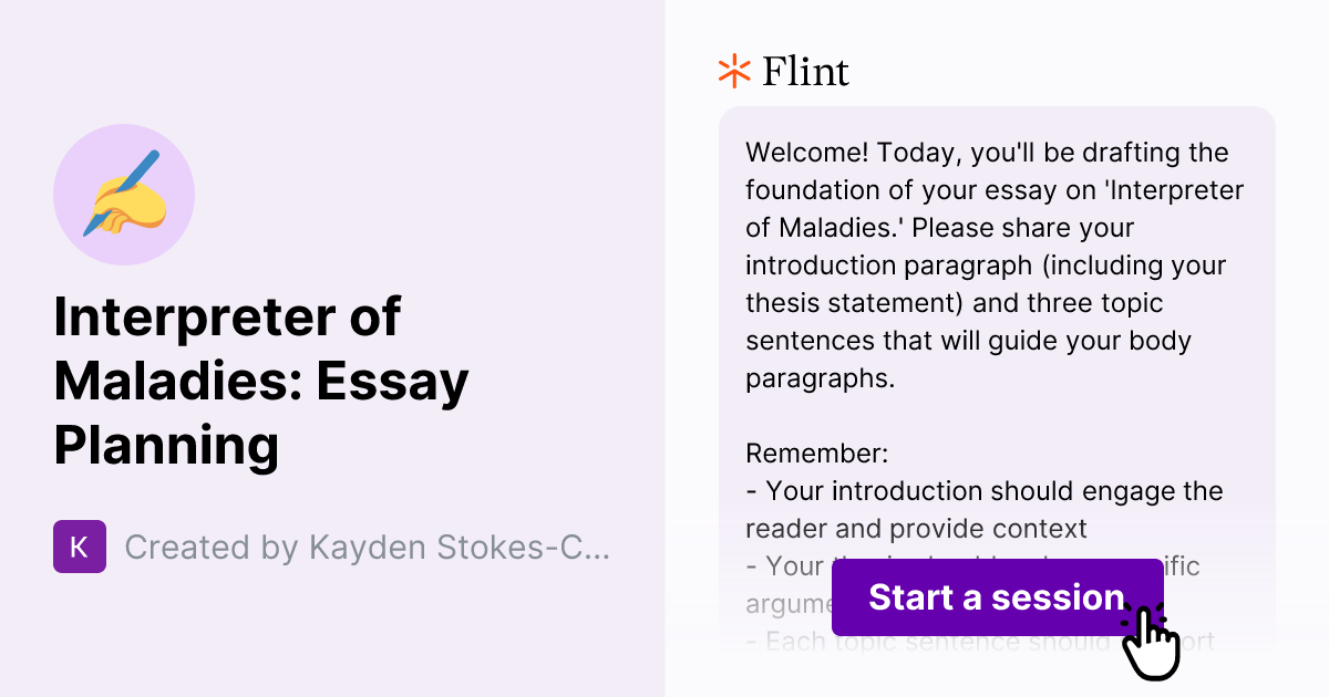 Interpreter of Maladies: Essay Planning | Flint