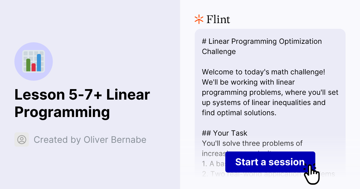 Lesson 5-7+ Linear Programming | Flint