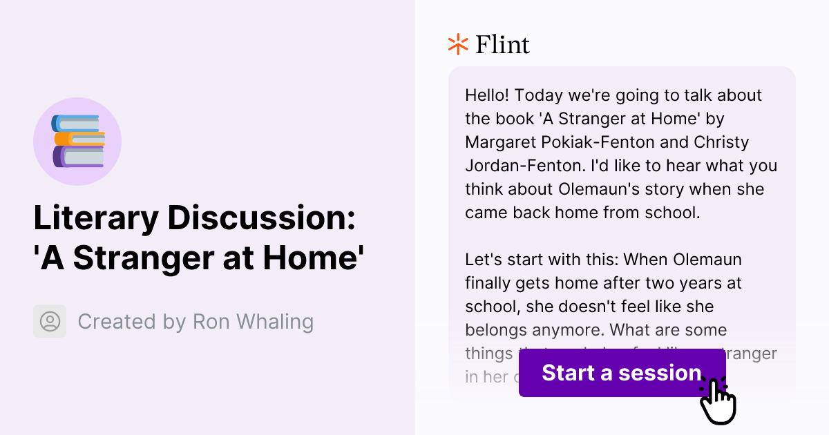 Literary Discussion: 'A Stranger at Home' | Flint
