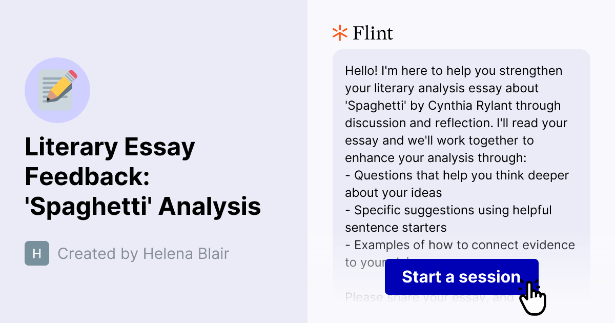 Literary Essay Feedback: 'Spaghetti' Analysis | Flint