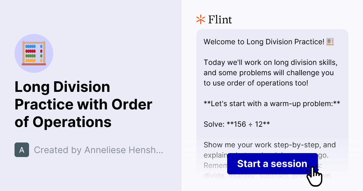 Long Division Practice with Order of Operations | Flint