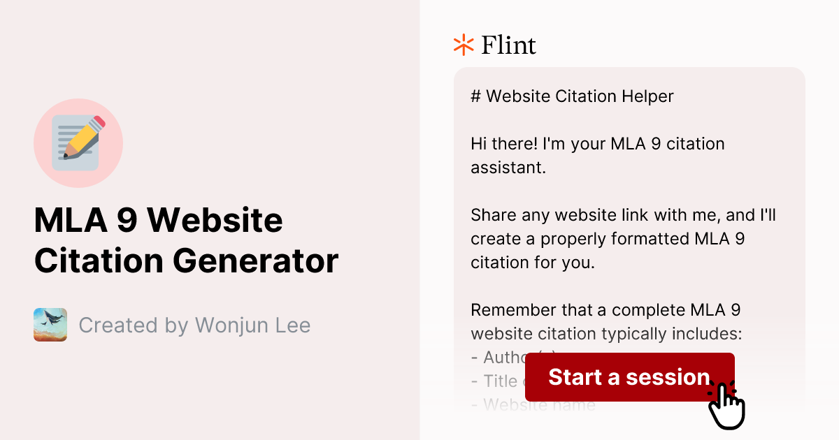 MLA 9 Website Citation Generator | Flint