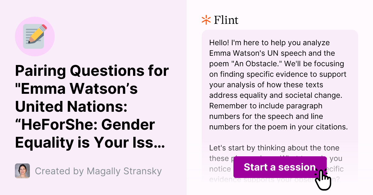 Pairing Questions for "Emma Watson’s United Nations: “HeForShe: Gender ...