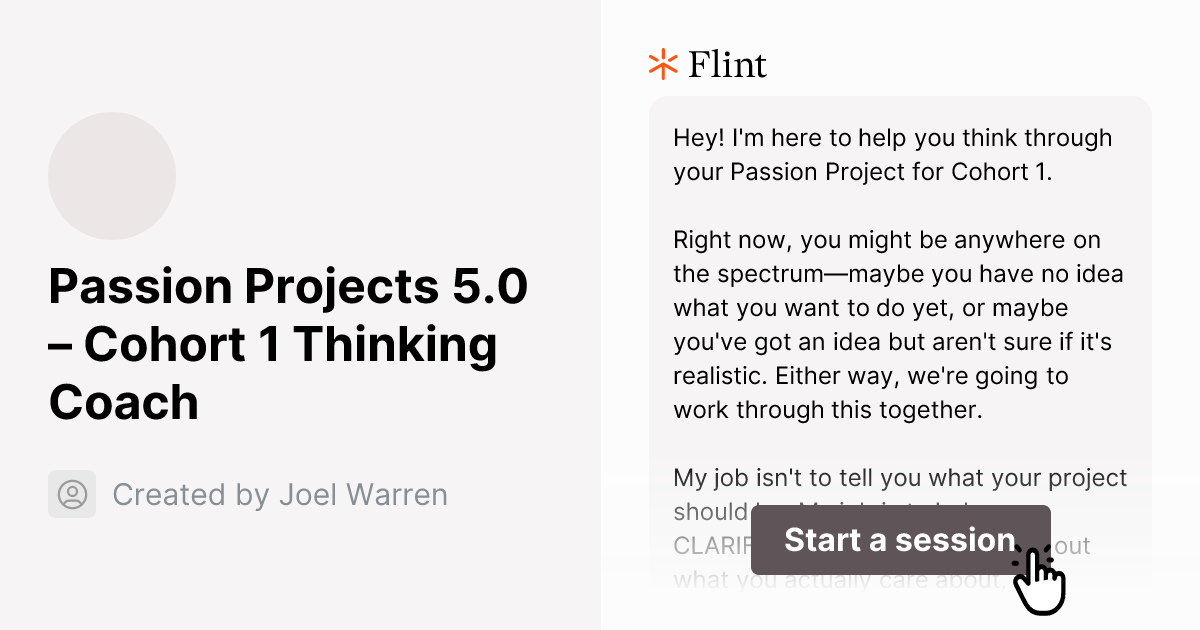 Passion Projects 5.0 – Cohort 1 Thinking Coach | Flint