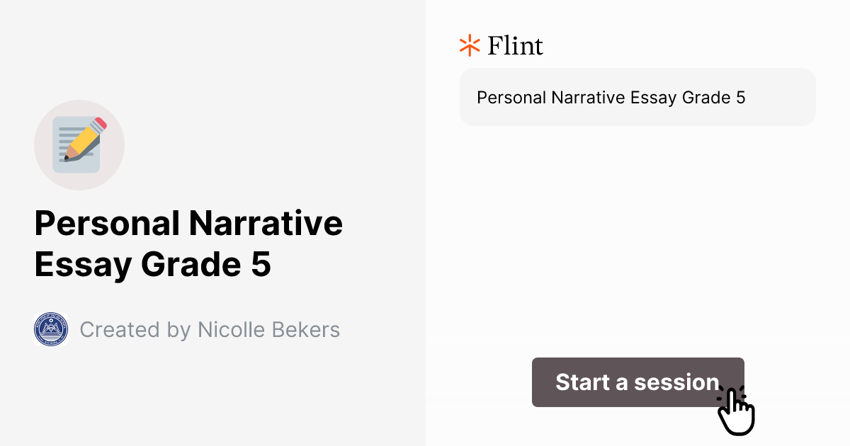 Personal Narrative Essay Grade 5 | Flint