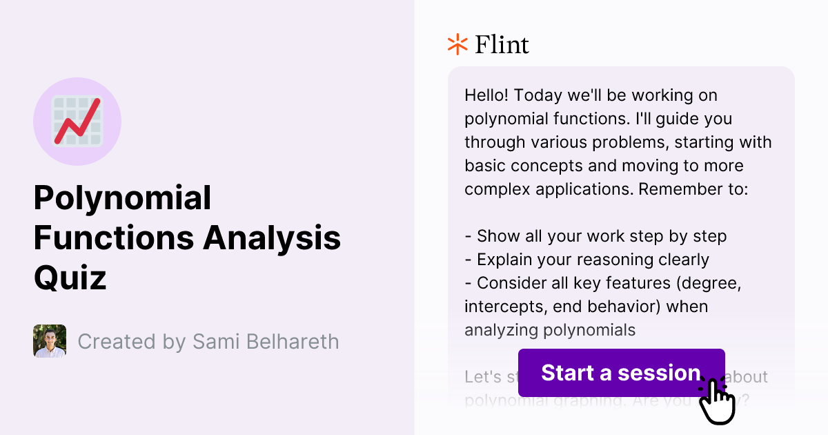 Polynomial Functions Analysis Quiz | Flint