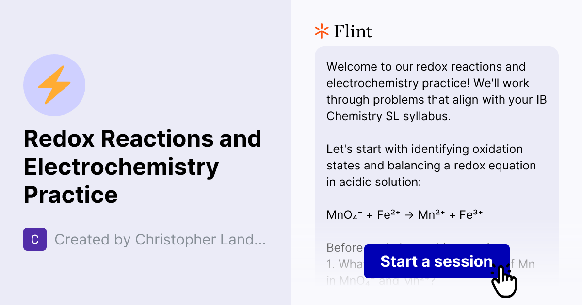 Redox Reactions and Electrochemistry Practice | Flint