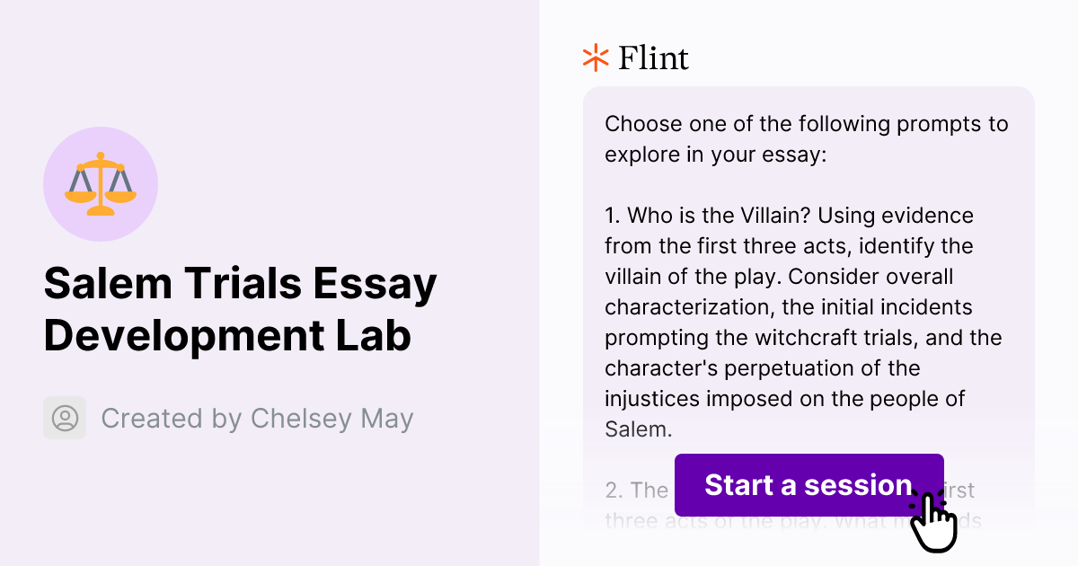 Salem Trials Essay Development Lab | Flint