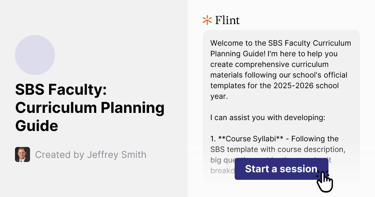 SBS Faculty: Curriculum Planning Guide | Flint