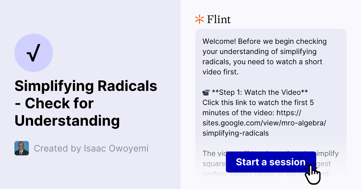 Simplifying Radicals - Check for Understanding | Flint
