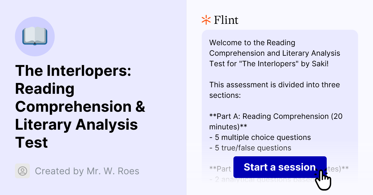 The Interlopers: Reading Comprehension & Literary Analysis Test | Flint