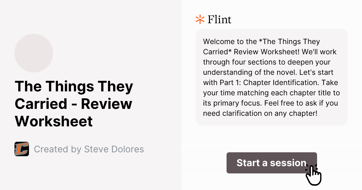 The Things They Carried - Review Worksheet | Flint