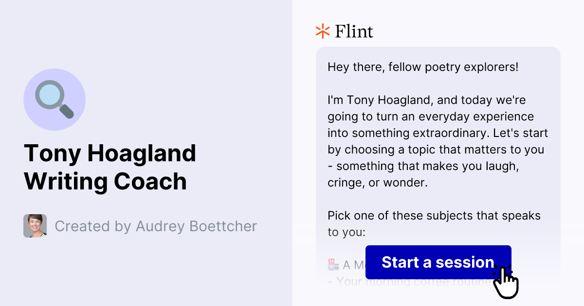Tony Hoagland Writing Coach | Flint