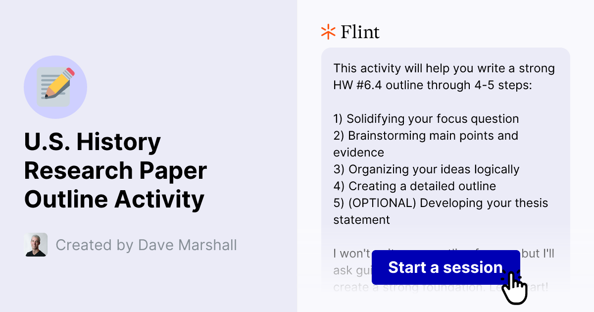 U.S. History Research Paper Outline Activity | Flint