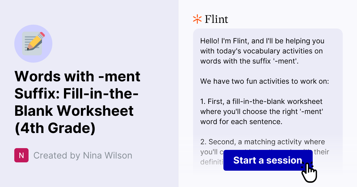 Words with -ment Suffix: Fill-in-the-Blank Worksheet (4th Grade) | Flint
