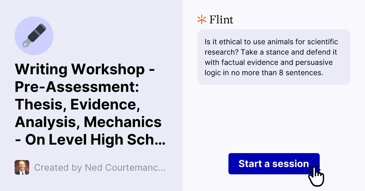 Writing Workshop - Pre-Assessment: Thesis, Evidence, Analysis ...
